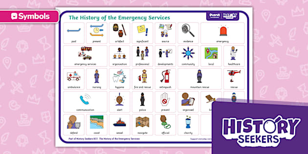 Twinkl Symbols: History of the Emergency Services: AAC Mat