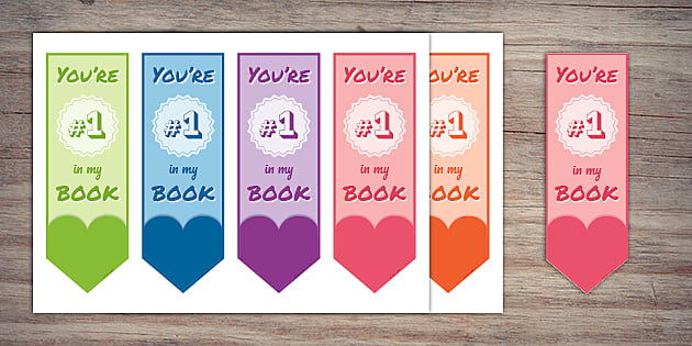 'Number One in my Book' Valentine's Bookmarks - Twinkl Party