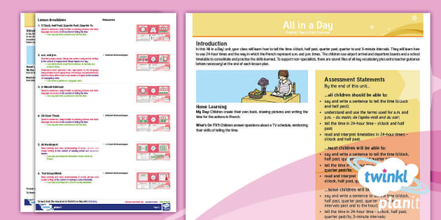 French: All in a Day Year 6 Planning Overview (teacher made)