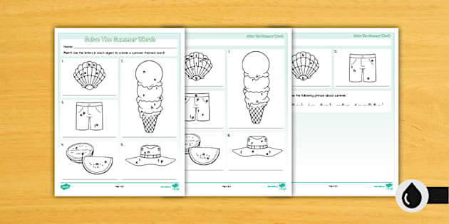 Summer Word Scramble Worksheet (teacher made) - Twinkl