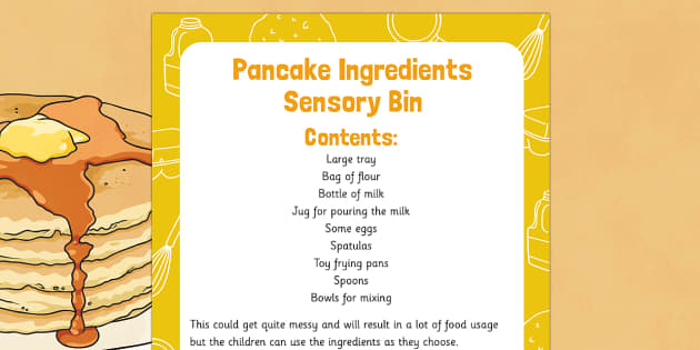 Pancake Ingredients Sensory Bin (teacher made)