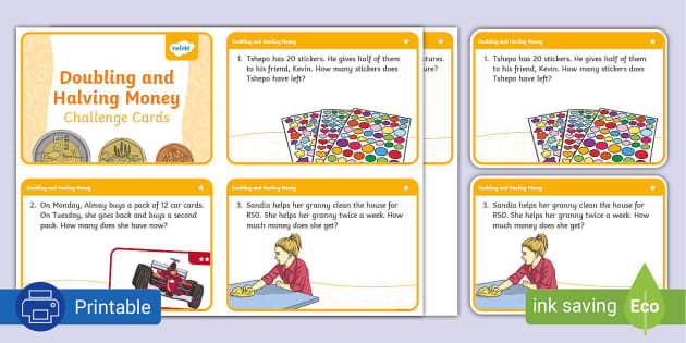Doubling and Halving with Money Challenge Cards - Twinkl