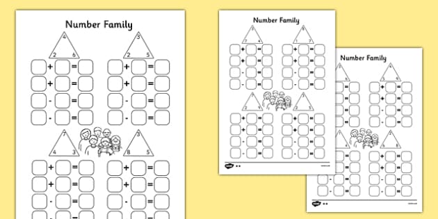 Number Fact Family Worksheet Pack (teacher made)