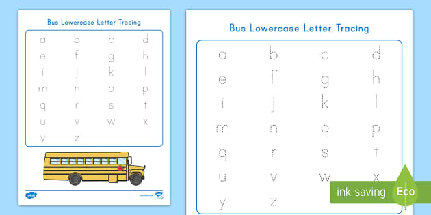 School Bus Lowercase Letter Tracing Activity - Alphabet