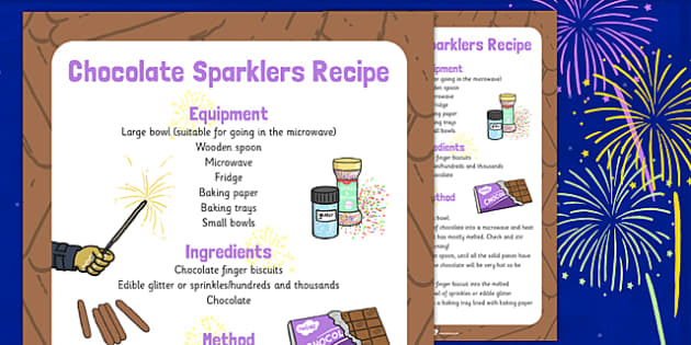 Chocolate Sparklers Recipe (teacher made) - Twinkl