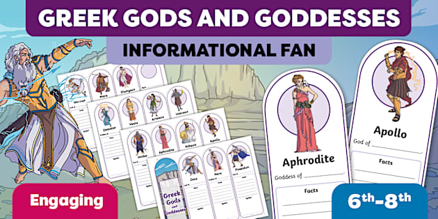 Greek God and Goddesses Informational Fan for 6-8 Gr