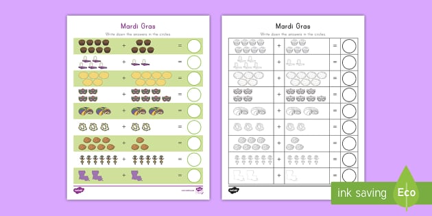 Printable Mardi Gras Math Worksheet for Kids | Twinkl USA