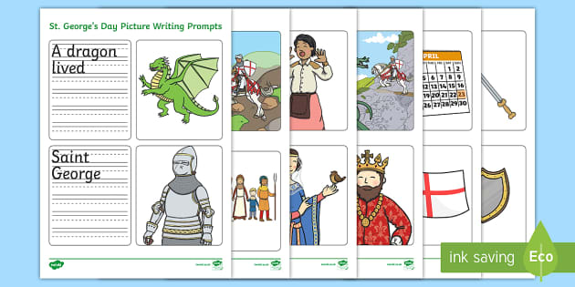 St. George's Day Simple Sentence Writing Prompt Pictures Activity