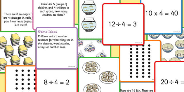 Times and Divide Card Games x4 - times, divide, card, games