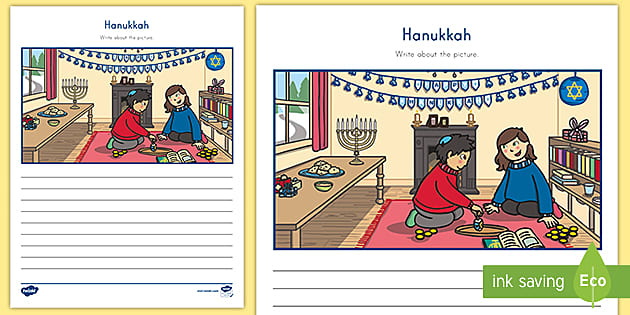 Hanukkah Writing Stimulus Picture (profesor hizo) - Twinkl