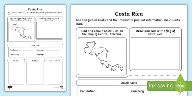 KS1 Costa Rica Research Activity (Teacher-Made) - Twinkl