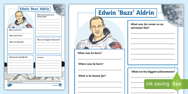 Edwin 'Buzz' Aldrin Fact File Template (teacher made)