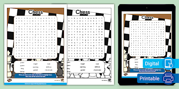 Chess Word Search for K-2nd Grade (teacher made) - Twinkl