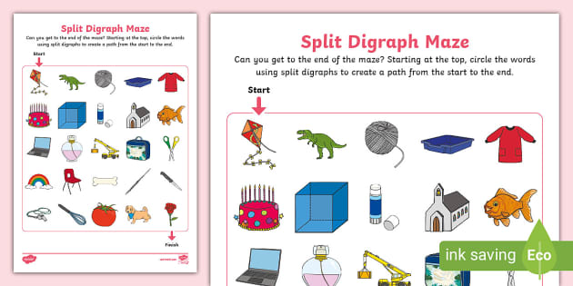 Split Digraph Phonics Maze (Teacher-Made) - Twinkl