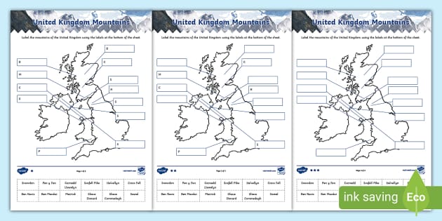 UK Mountains Labelling Activity (teacher made) - Twinkl