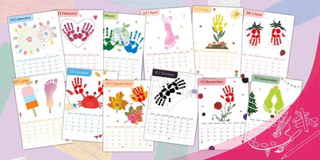 * NEW * 2023 Handprint Monthly Wall Calendar Posters Pack