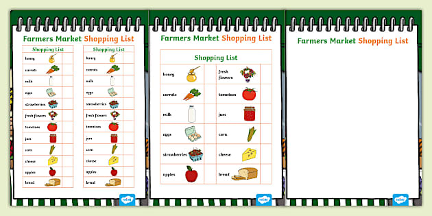 Irish Farmer's Market Shopping List (teacher made) - Twinkl