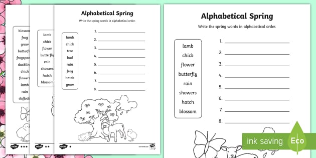 Spring Alphabet Ordering Worksheet