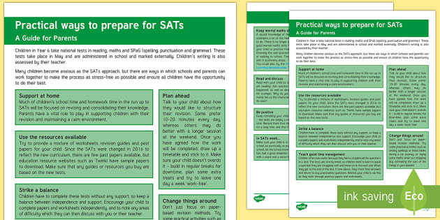 SATs Preparation Tips Parent and Carer Information Sheet