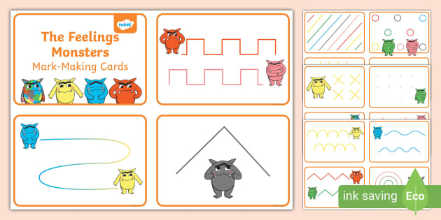 The Feelings Monster Mark-Making Pattern Cards - Twinkl The Feelings Monster Mark-Making Pattern Cards - Twinkl