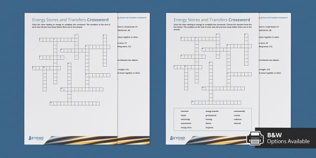 KS3 Energy Crossword (Teacher-Made) - Twinkl