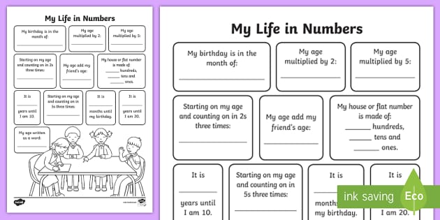 KS1 My Life in Numbers Worksheet