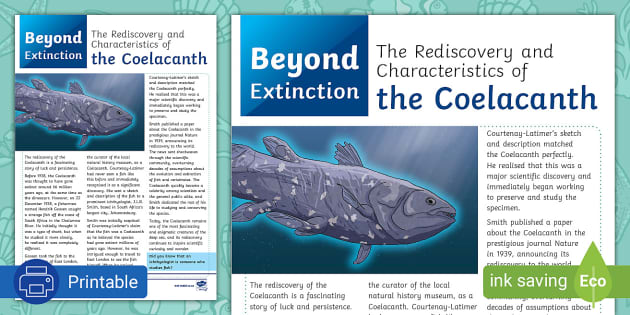 Beyond Extinction: The Rediscovery of the Coelacanth
