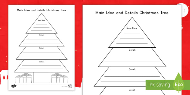 Main Idea and Details Christmas Tree Activity - Graphic Organizer