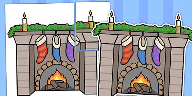 Large Christmas Fireplace - Display Decorations - Twinkl