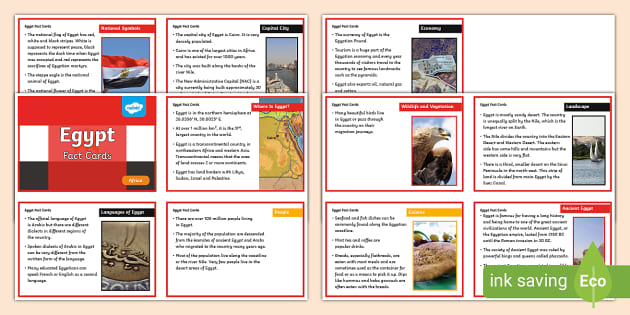 KS2 Egypt Fact Cards - Geography - Africa (teacher made)