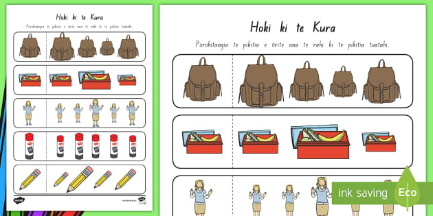 Back to School Themed Size Matching Worksheet Te Reo Māori