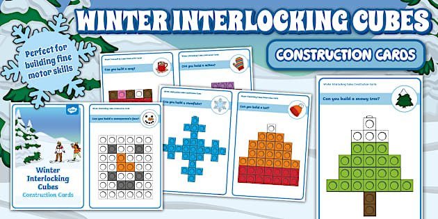 Winter Interlocking Cube Construction Cards | Twinkl