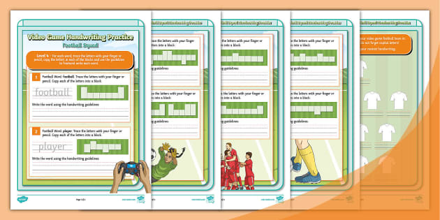 Video Game Handwriting Practice - Video Game Football Team