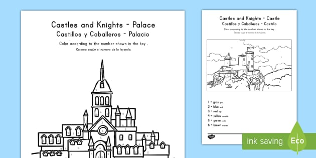 Color by Numbers: Castles And Knights - English/Spanish - Castles And ...