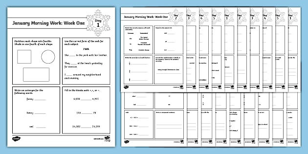 Third Grade January Morning Work Bundle - Twinkl