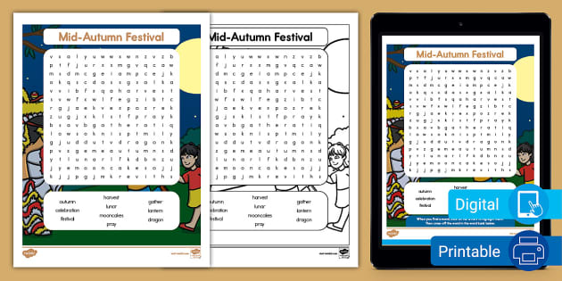Mid-Autumn Festival Word Search for K-2nd Grade - Twinkl