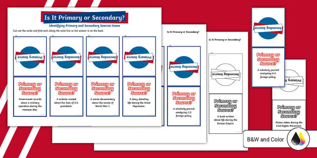 Identifying Primary and Secondary Sources Game | Twinkl USA