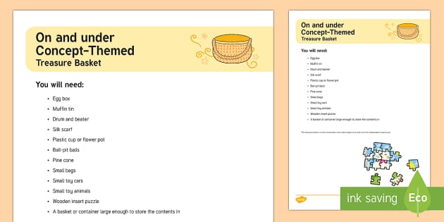 On and Under Concept Treasure Basket Ideas - Twinkl