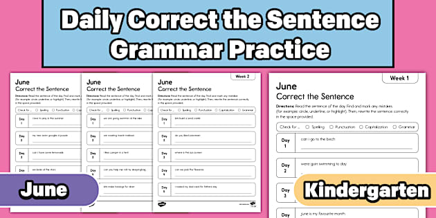 June Daily Correct the Sentence Grammar Practice