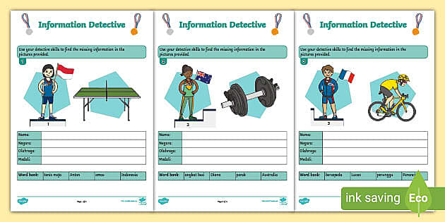 Information Detective Sports Activity Indonesian - Twinkl