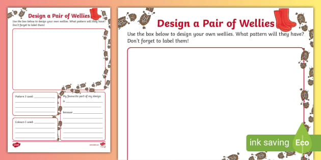 Design a Pair of Wellies Worksheet (teacher made) - Twinkl