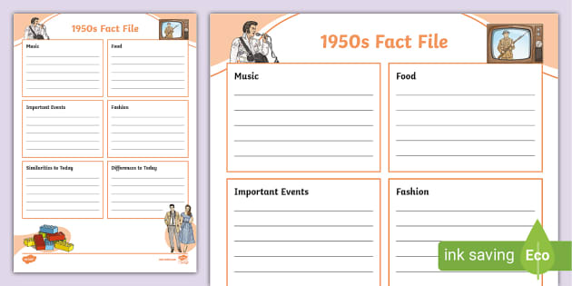 1950s Fact File Writing Template (teacher made)