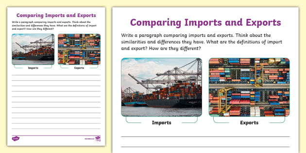 Comparing Imports and Exports Worksheet - Twinkl