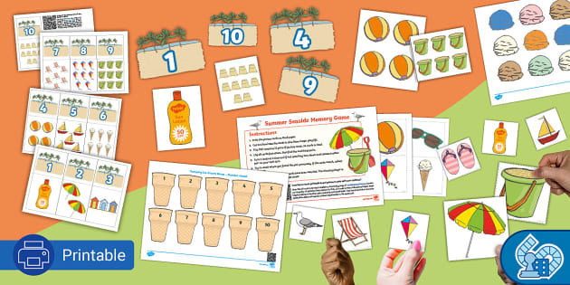 FREE Seaside Beach Matching Games Pack - EYFS Summer Activities