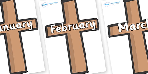 Months of the Year on Crosses (teacher made) - Twinkl