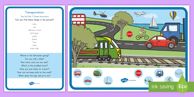 Transportation Can You Find...? Poster and Prompt Card