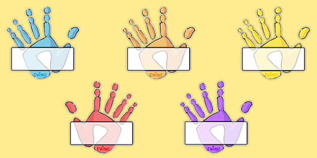 Editable Self-Registration Labels (Handprints) - Twinkl