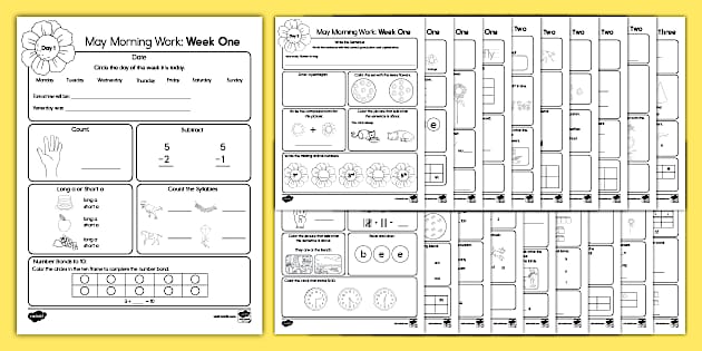 Kindergarten May Morning Work Bundle (Hecho por educadores)