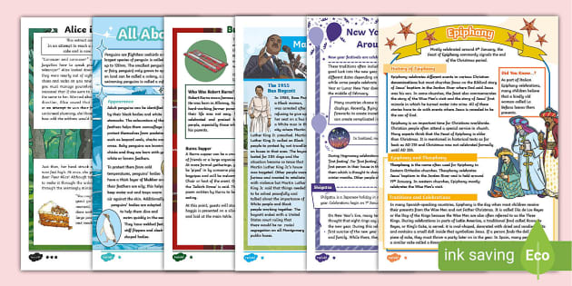 UKS2 January Reading Comprehension Pack (teacher made)