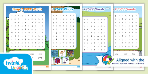 Linguistic Phonics Stage 2 CVCC Differentiated Word Searches